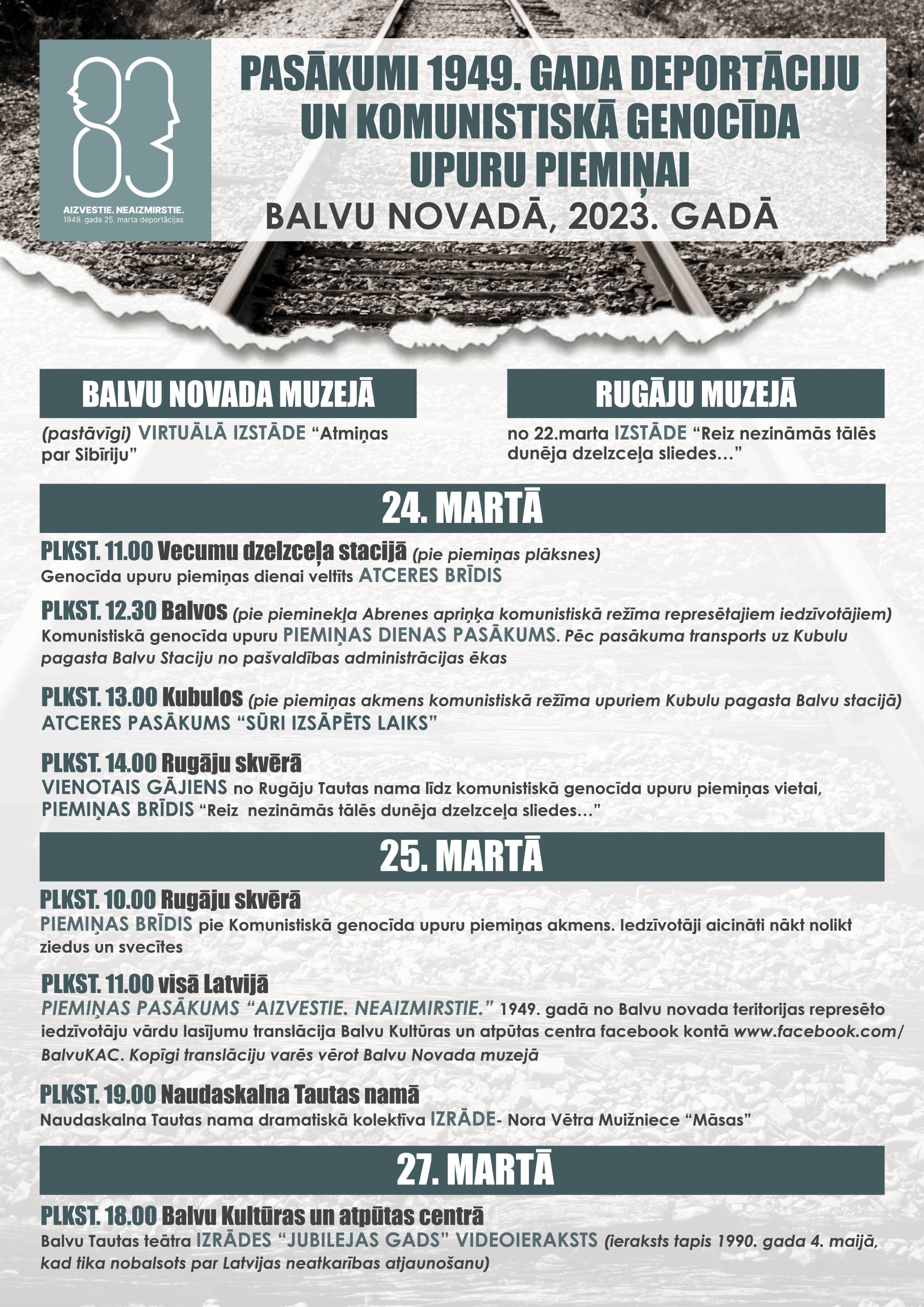 Pasākumi 1949. gada deportāciju un komunistiskā genocīda upuru piemiņai ...